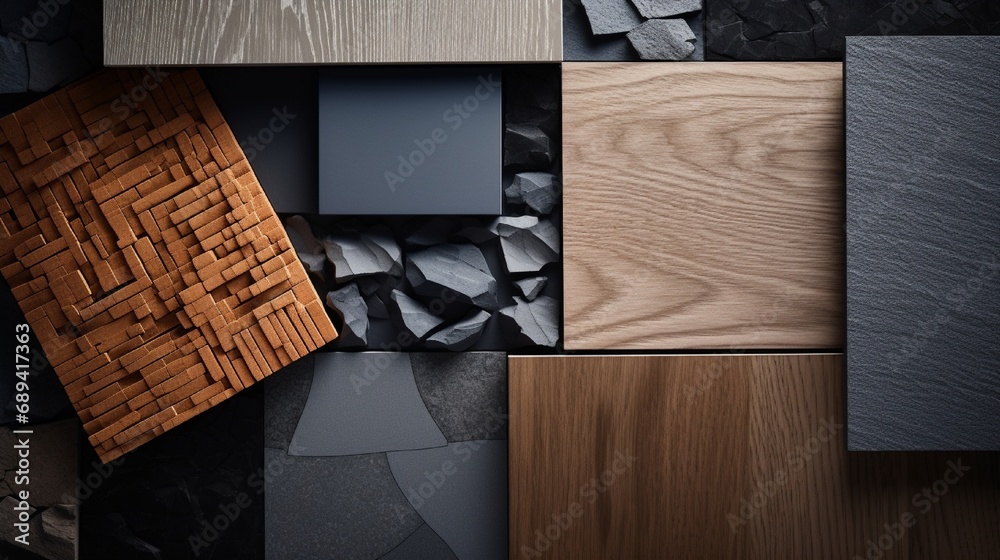 Close-up shot highlighting the rich textures of different wood samples ...