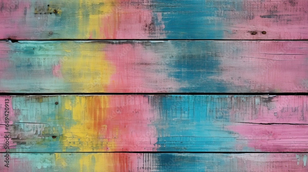 Rustic wood background in bright colors. aged distressed paint flaking ...