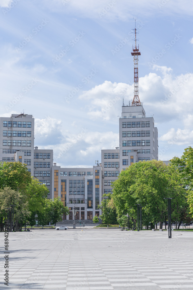 exterior of the tallest skyscraper in the soviet union era "Derzhprom ...
