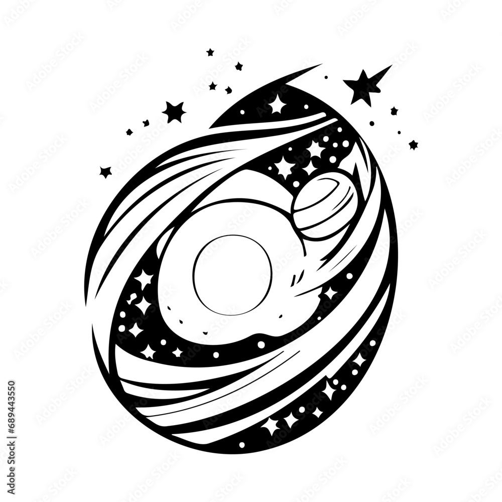 Galaxy Icon hand draw black colour space out logo symbol perfect. Stock ...