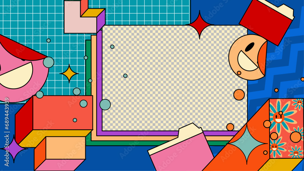 Colorful colourful vector 90s 80s memphis nostalgic retro background ...