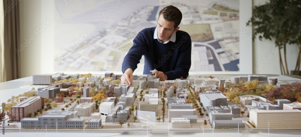 An urban planner envisions future development through a city model ...