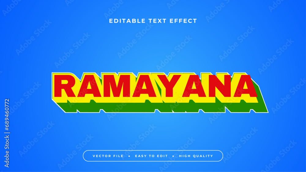 Colorful colourful ramayana 3d editable text effect - font style Stock ...