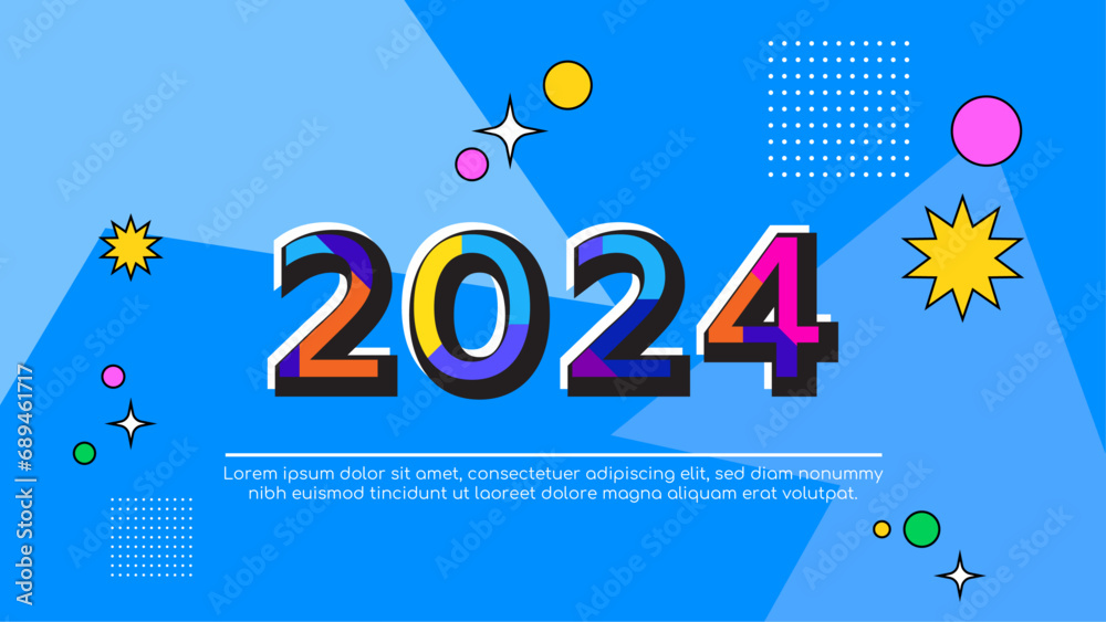 Colorful colourful vector abstract new year 2024 banners shapes element ...