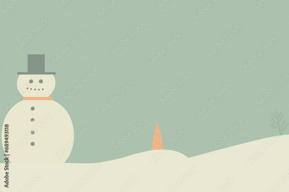 light simple snowman on a clean background, minimalism, children's ...