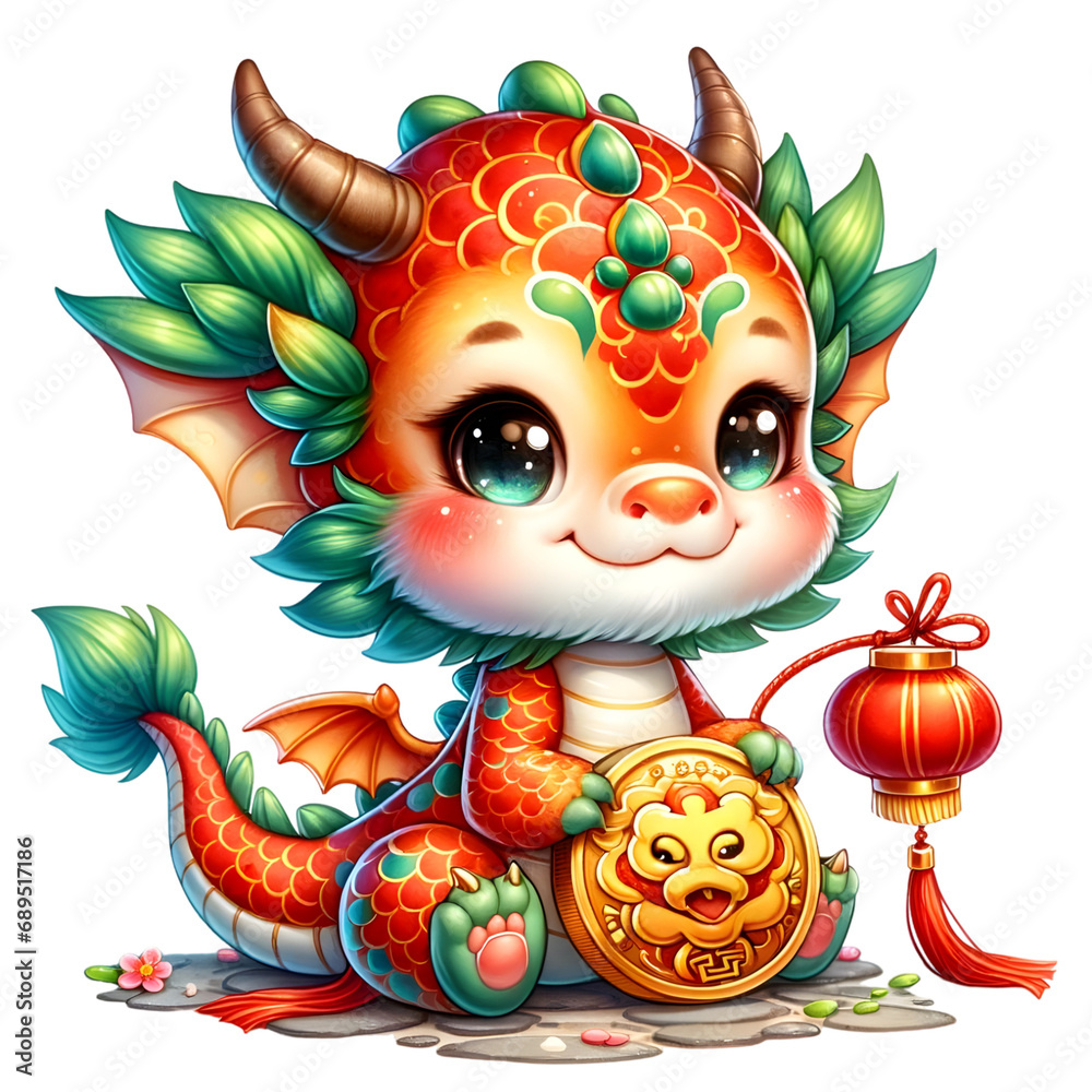 2024 Cute Dragon clipart, Chinese New Year Watercolor Clipart, Baby ...