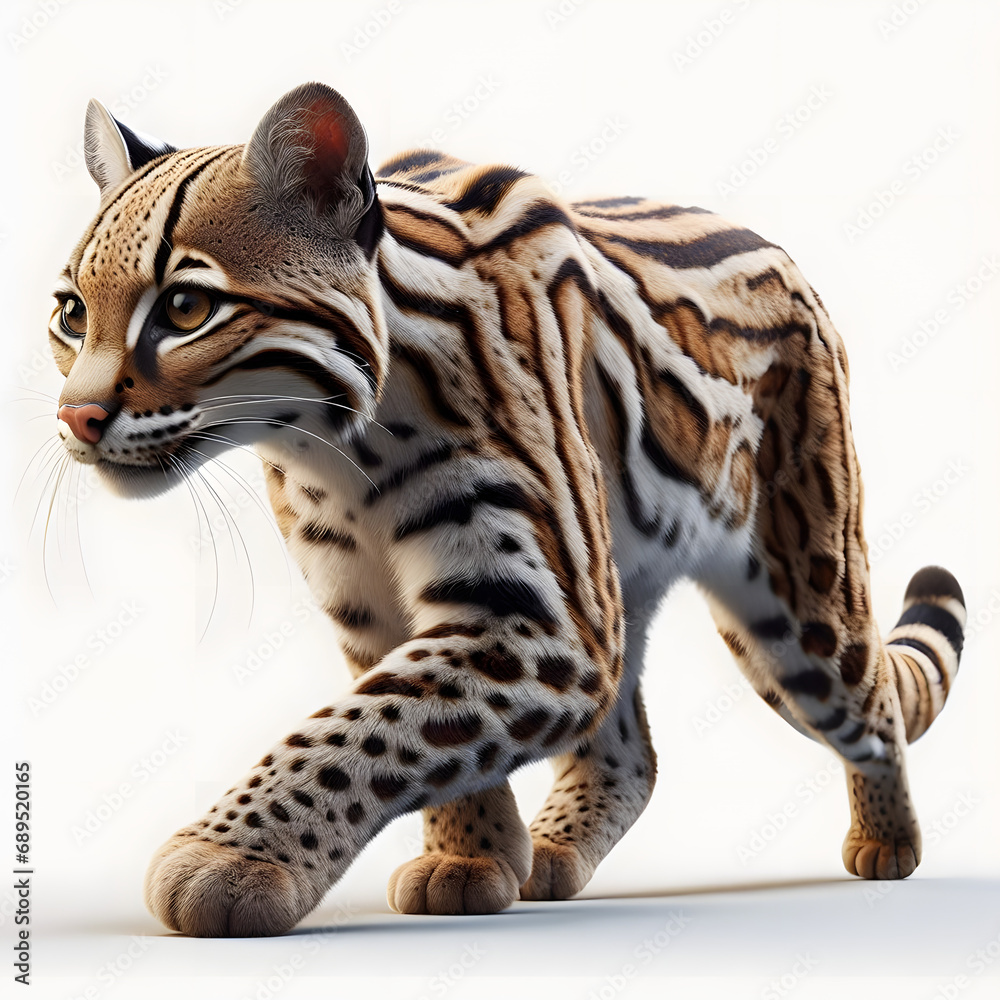 Ocelote Leopardus pardalis, felino silvestre, aislado sobre fondo ...