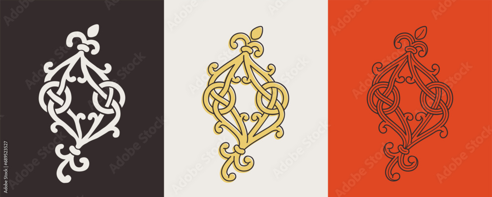 Celtic O monograms set. Insular style initial with authentic knots and ...