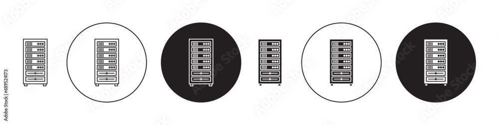 Server rack vector illustration set. Server rack hosting datacenter ...