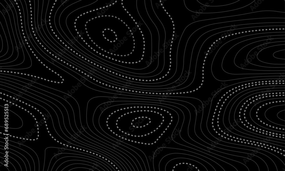 Abstract black and white wavy topography map background. Topography ...