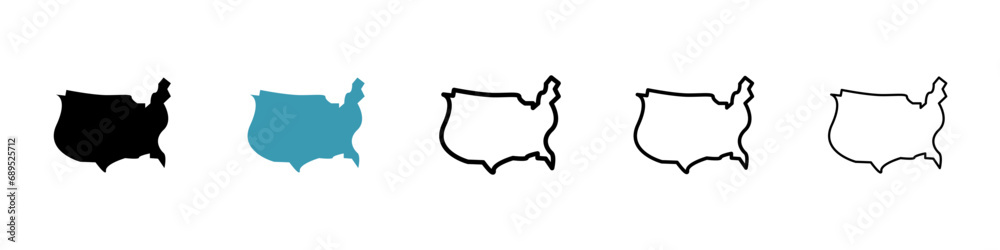 US map vector icon set. US map united states of america for UI designs ...