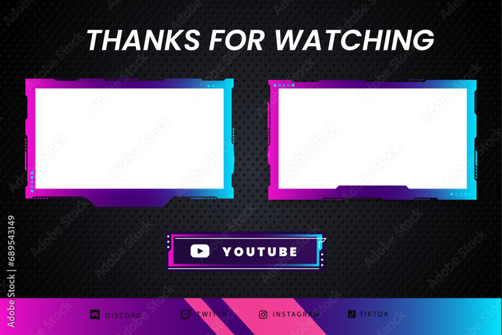 Youtube End Screen purple design, Youtube Video Template, background ...