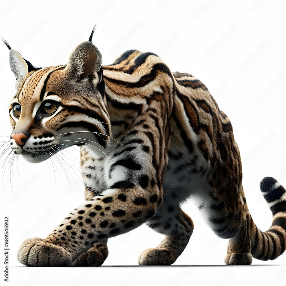 Ocelote Leopardus pardalis, felino silvestre, aislado sobre fondo ...