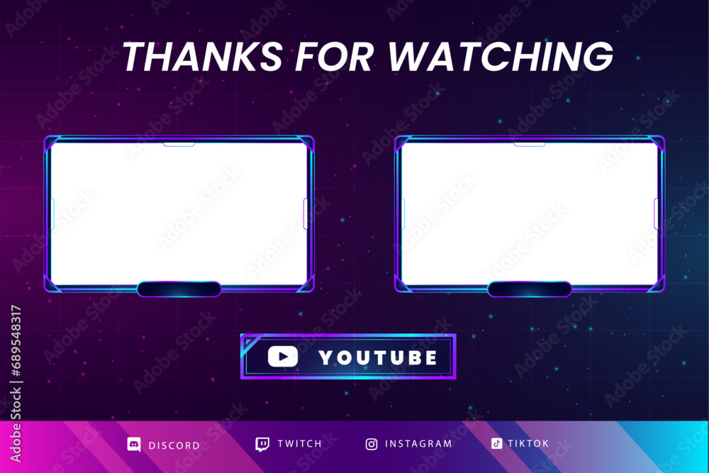 Youtube End Screen purple design, Youtube Video Template, background, Outro Card, endscreen ...