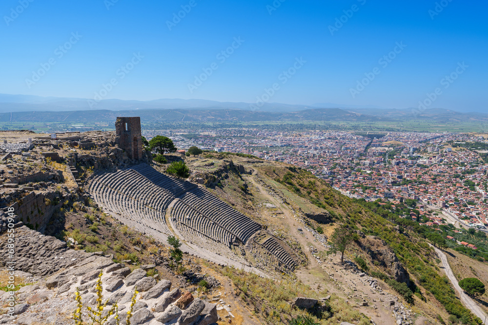 View point Amphitheater theater in Acropolis of Pergamon or Pergamum is ...