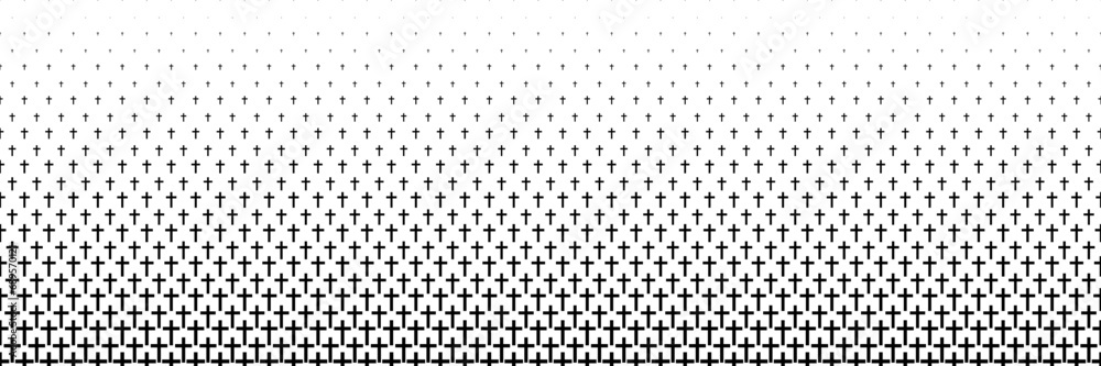 horizontal black halftone of cross design for pattern and background ...