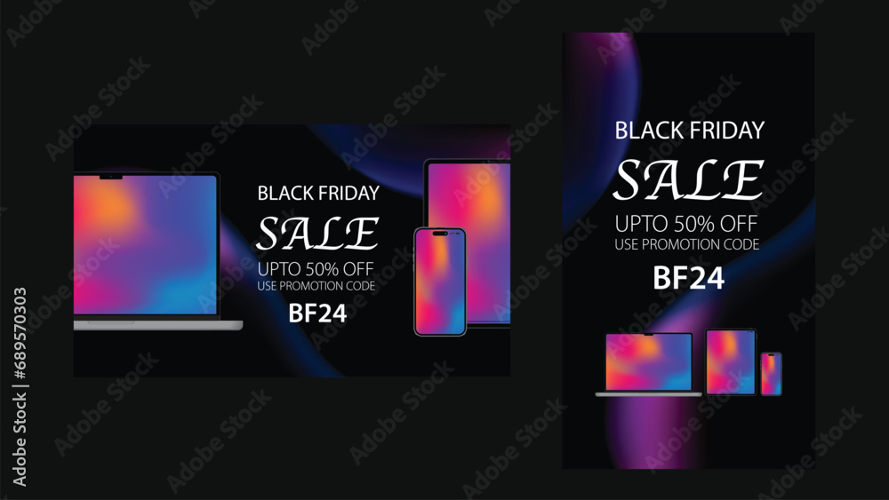 Realistic Smartphone, Laptop and Tablet Computer Promotion Banner ...