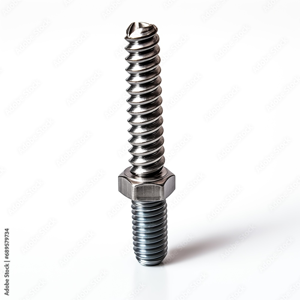 Metal screw on white background, isolated. Thread. Pin. Nut. Bolt ...