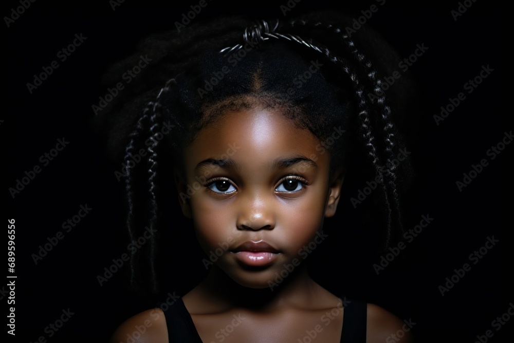 Young baby girl african beauty girl pull back hair with makeup style on ...