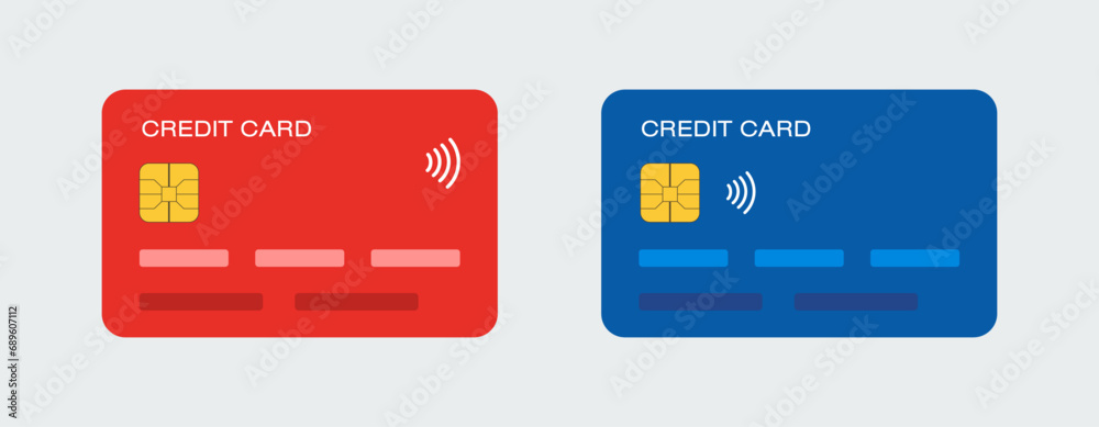 Credit card payment. Bank or credit card red and blue color. Vector ...