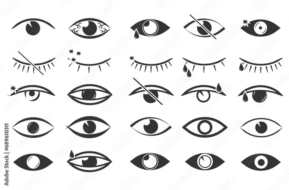 Open and closed eyes images, sleeping eye shapes with eyelash, vector ...
