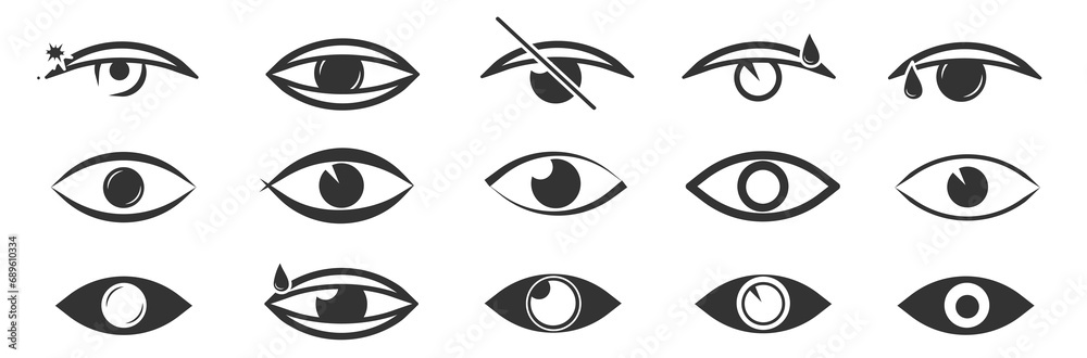Open and closed eyes images, sleeping eye shapes with eyelash, vector ...
