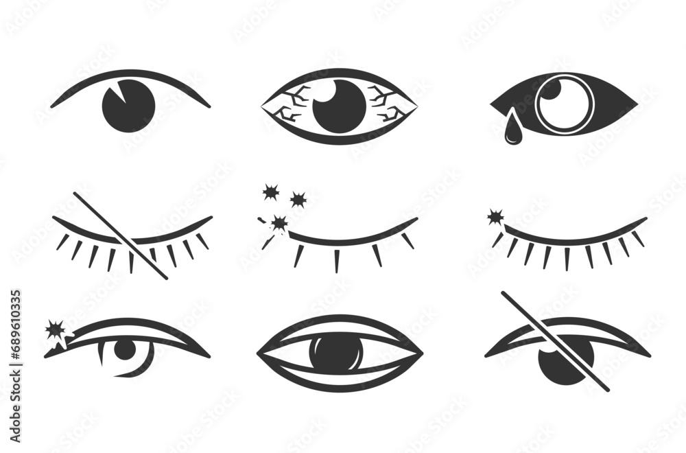 Open and closed eyes images, sleeping eye shapes with eyelash, vector ...