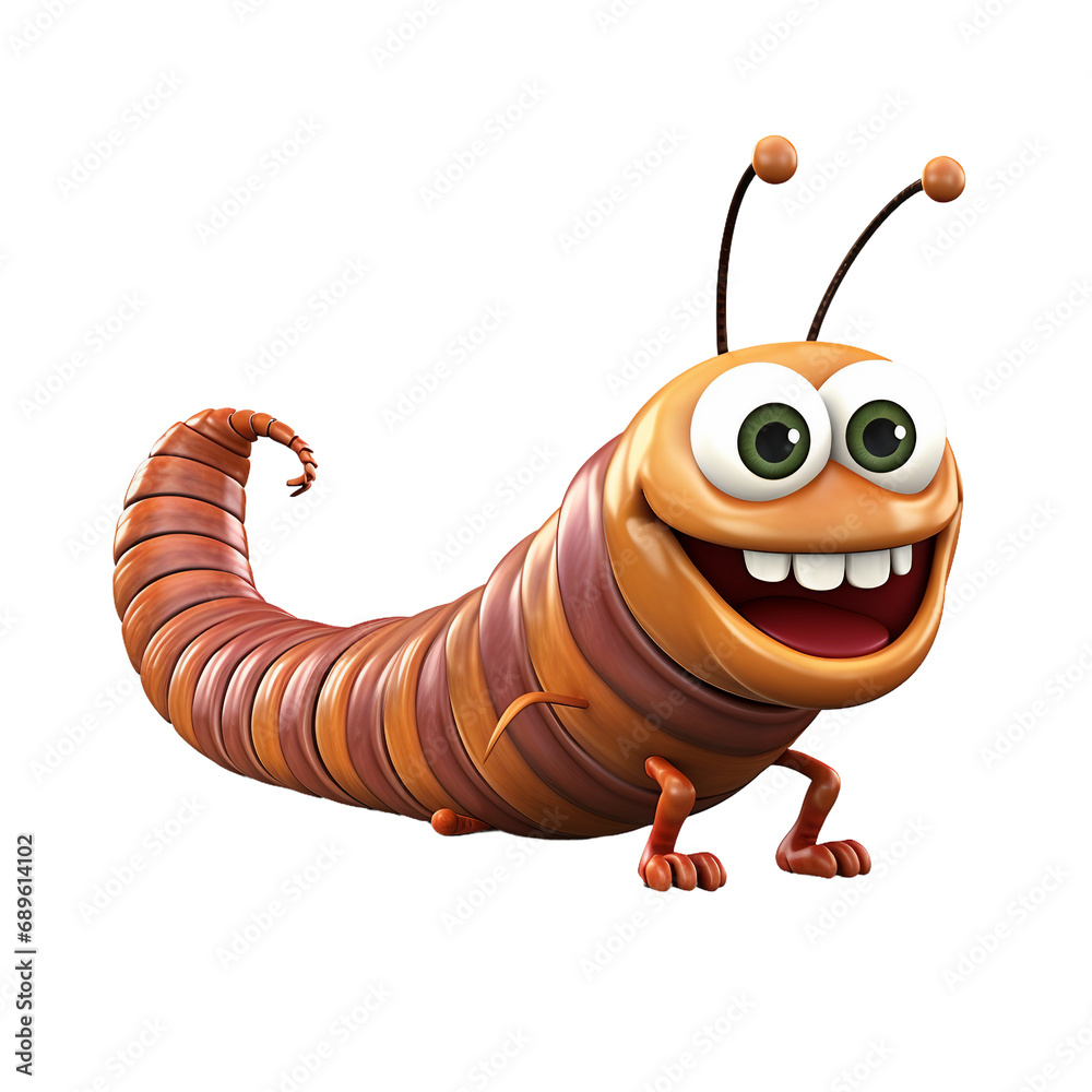Centipede Cartoon Isolated White on a transparent background Stock ...