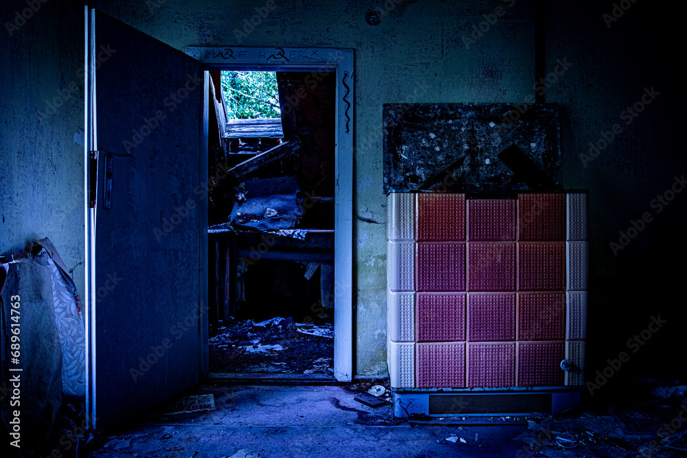 The old cemetery chapel with morgue and coffin elevator. Stock Photo ...