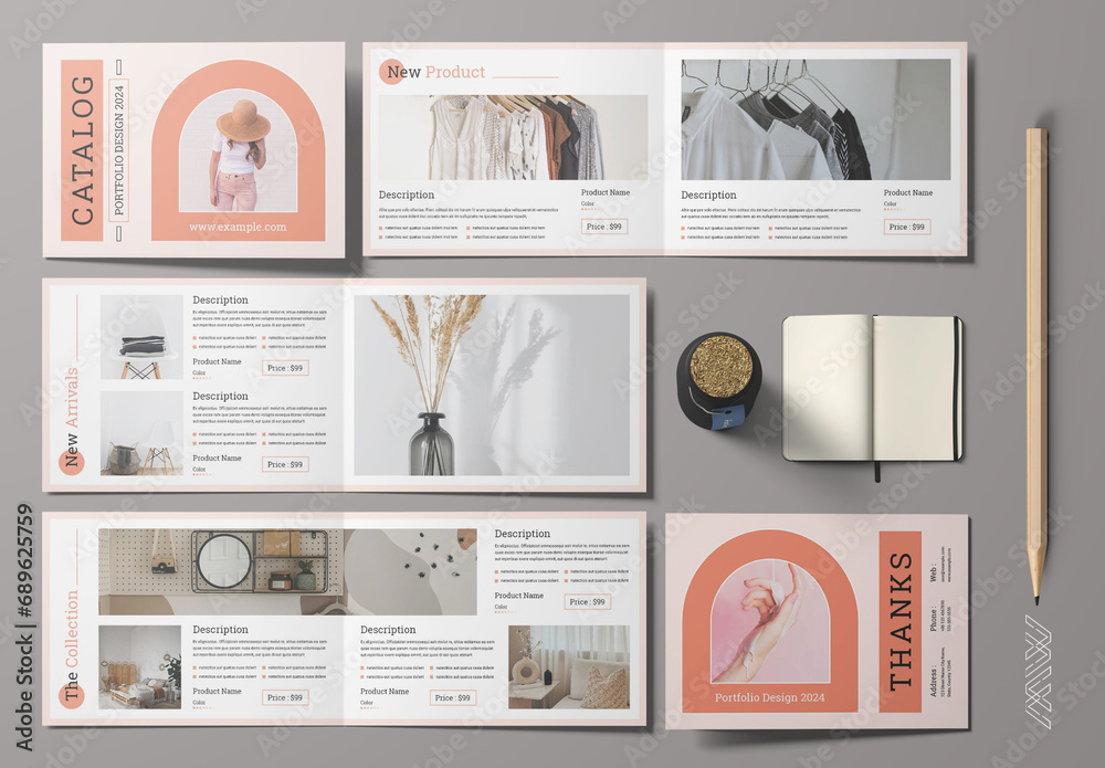 Digital Product Catalog Layout Landscape Stock Template | Adobe Stock