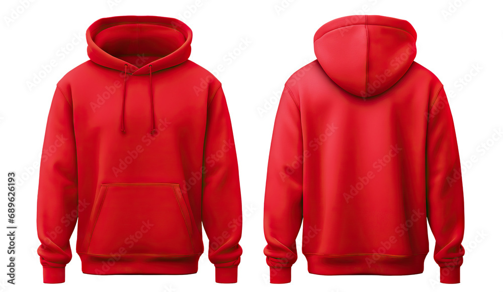 Red hooded sweatshirt mockup set, cut out Stock Illustration | Adobe Stock