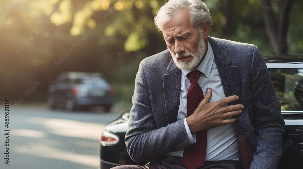An individual clutching their chest in pain, illustrating a heart ...