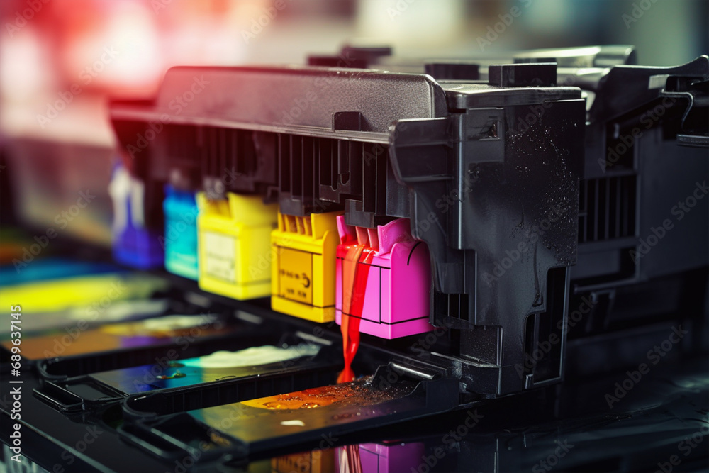 Defect printer loses color, out of order - AI Generated Stock Photo ...