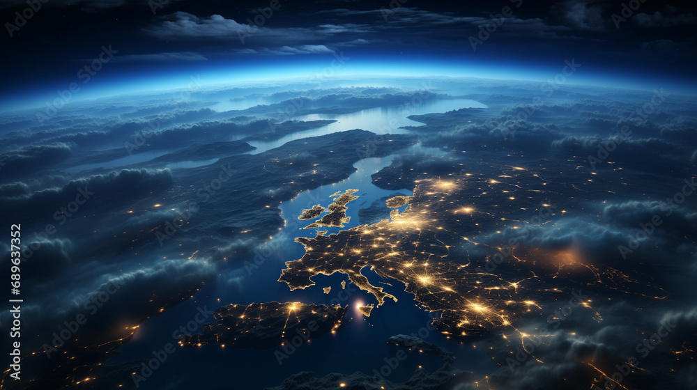 europe aarial view europa von oben wletall 3d animation illustration ...