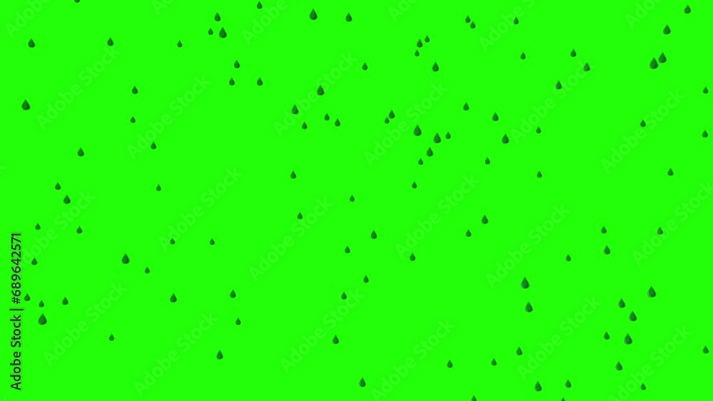 4K Rain Cartoon Animation on Green Screen - Water Drop Animation, Rain ...