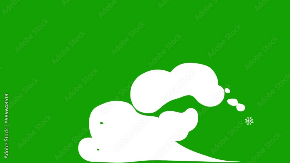 White Cartoon Snow Explosion Spreading on Green Screen - 4K Video ...