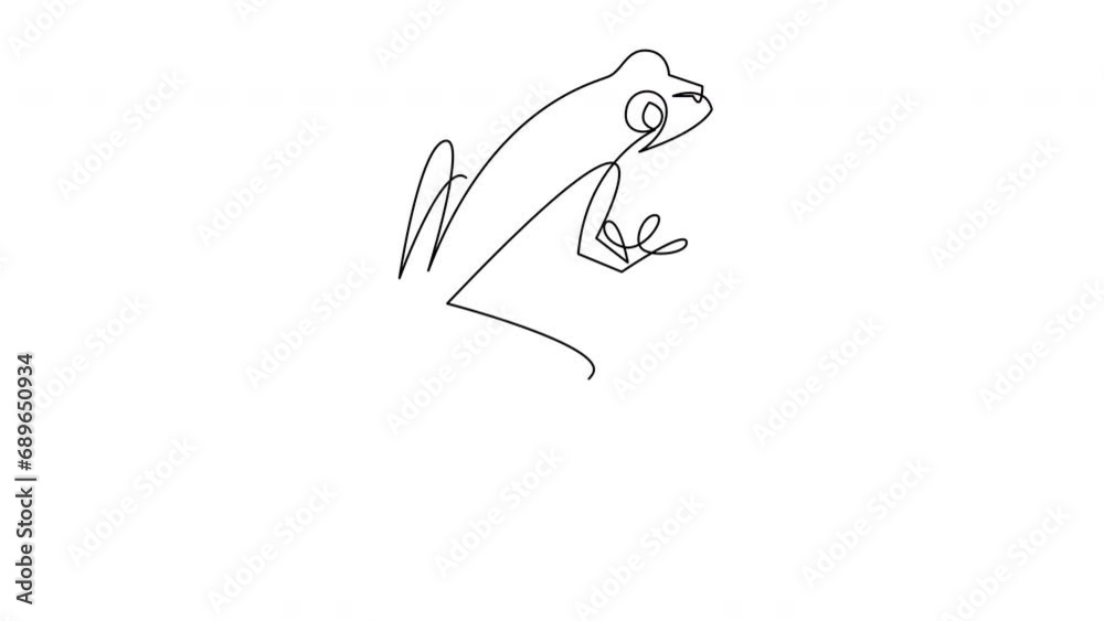 Self drawing simple animation of tree frog continuous line drawing ...