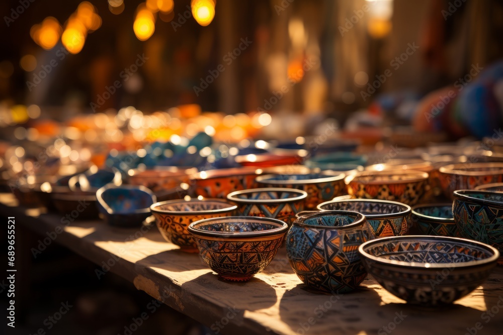 Traditional Iraqi handicrafts in a local souk, Generative AI Stock ...