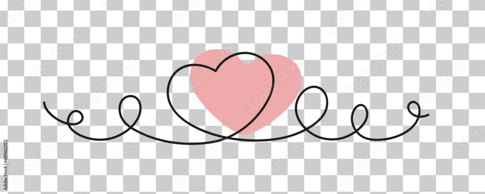 Vetor de Heart with one line with curls vector without background ...