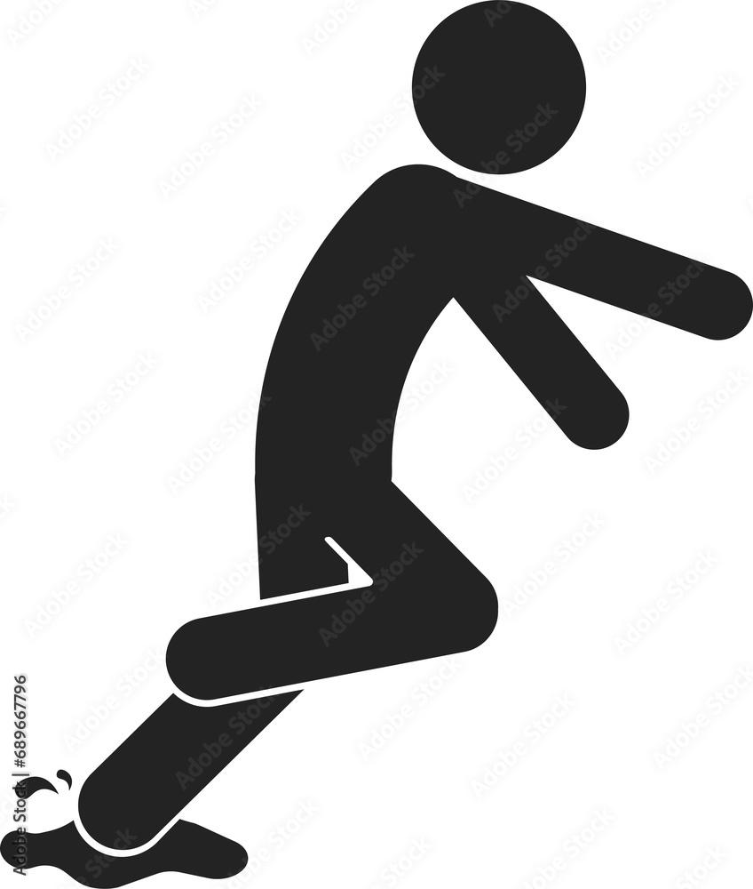 Isolated black pictogram sign of injury, accident, man fall water on ...