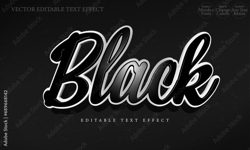 Editable Text Effect | Title logo style with black background and ...