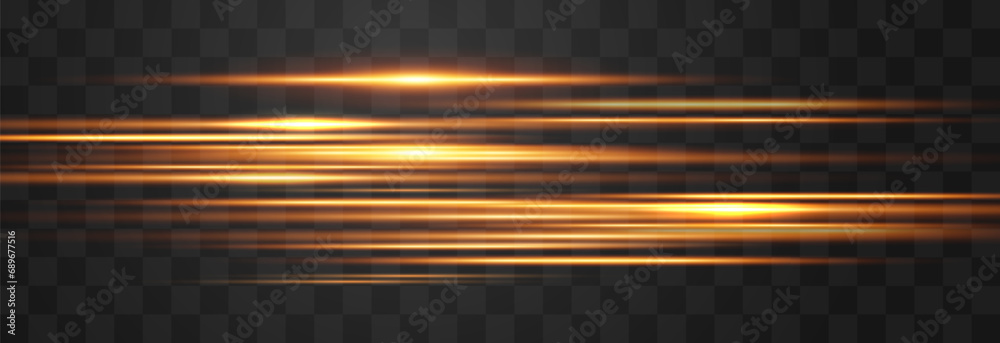 Set of horizontal lens flares. Abstract lights lines on png. Vector ...