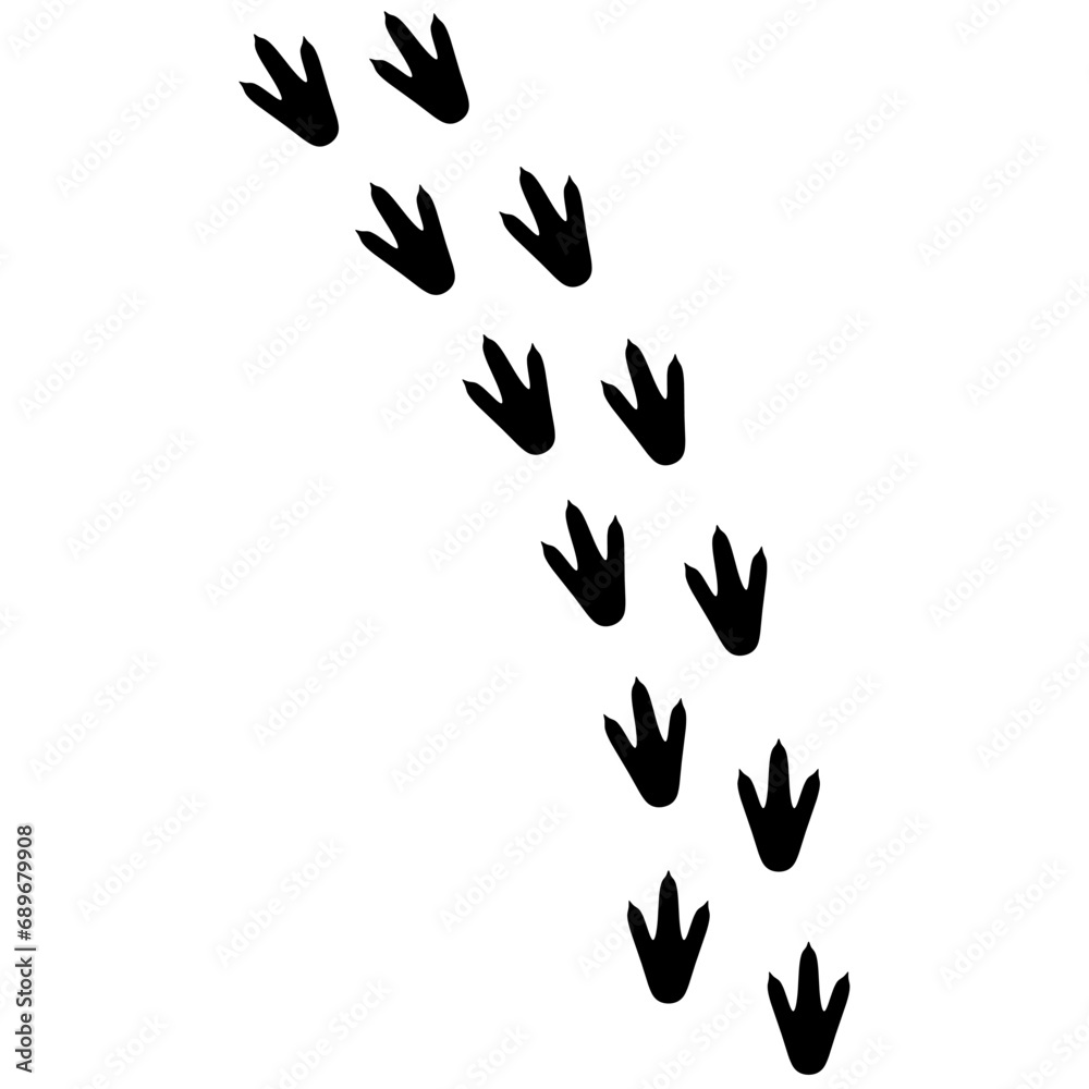 Vector silhouette of walking chicken feet pattern on white background ...