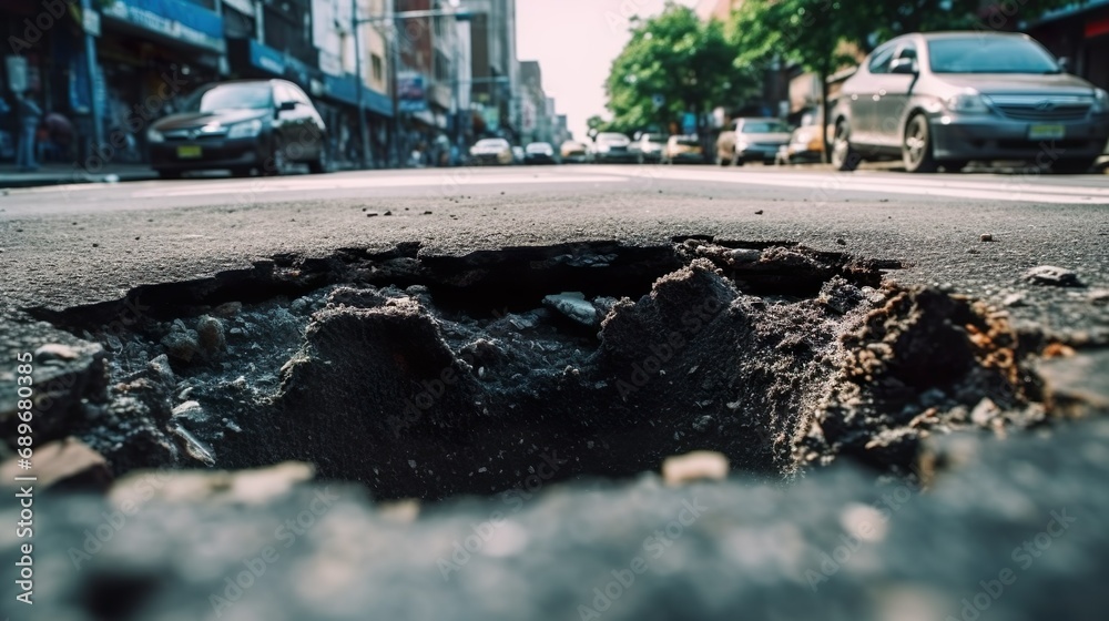 Pothole made with Ai generative technology Stock Illustration | Adobe Stock