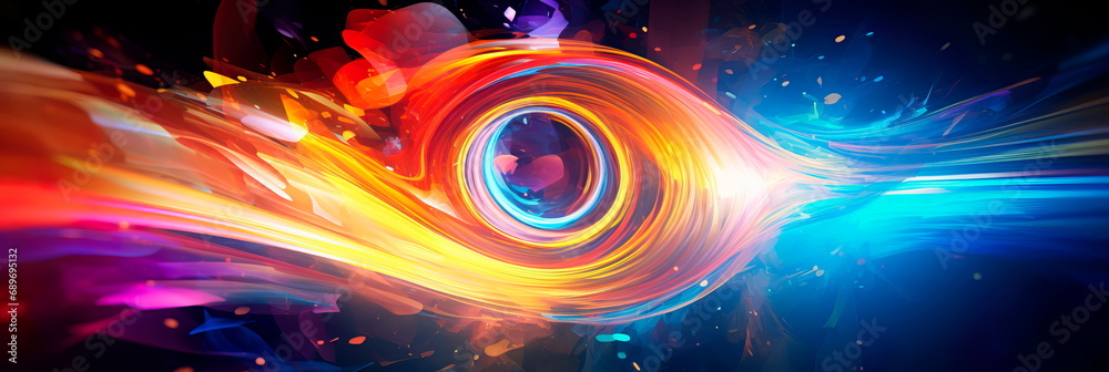 circles exploding with energy, surrounded by intersecting lines that convey a sense of dynamic ...