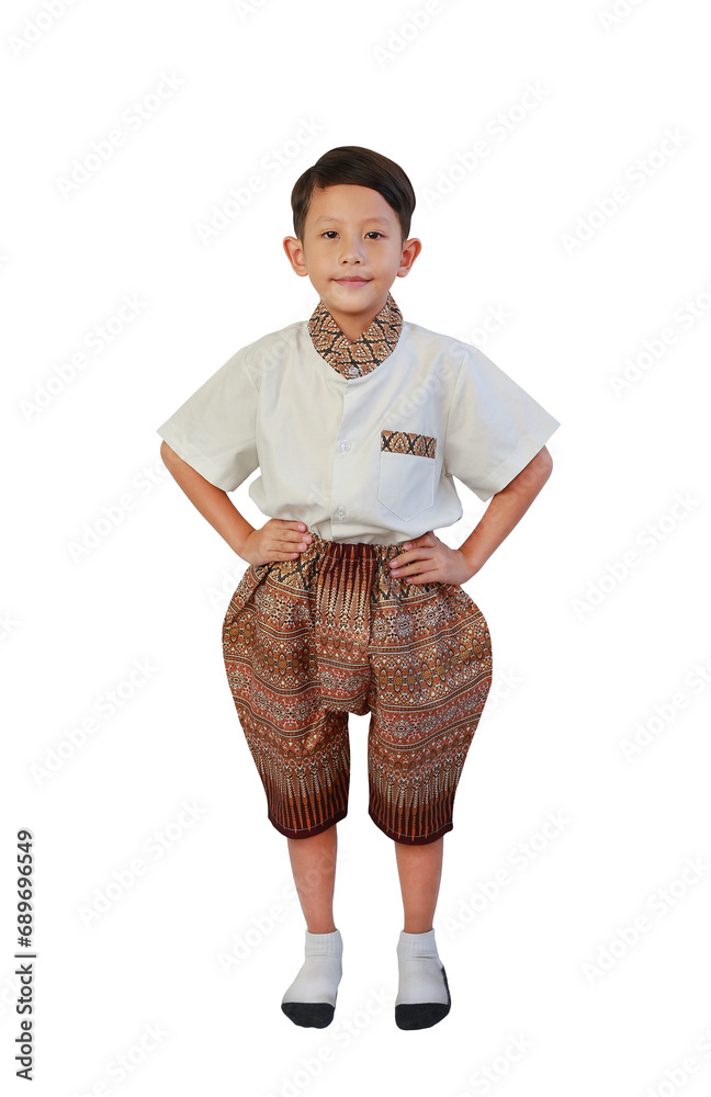 Goodly Asian boy age about 6 years old wearing traditional Thai dress ...