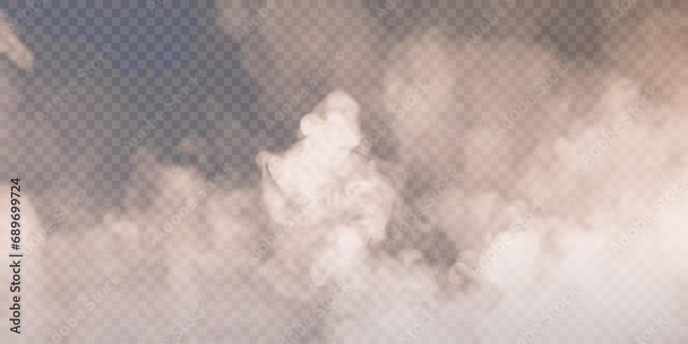 Realistic yellow smoke vapor. Vector smoke screen on a transparent ...