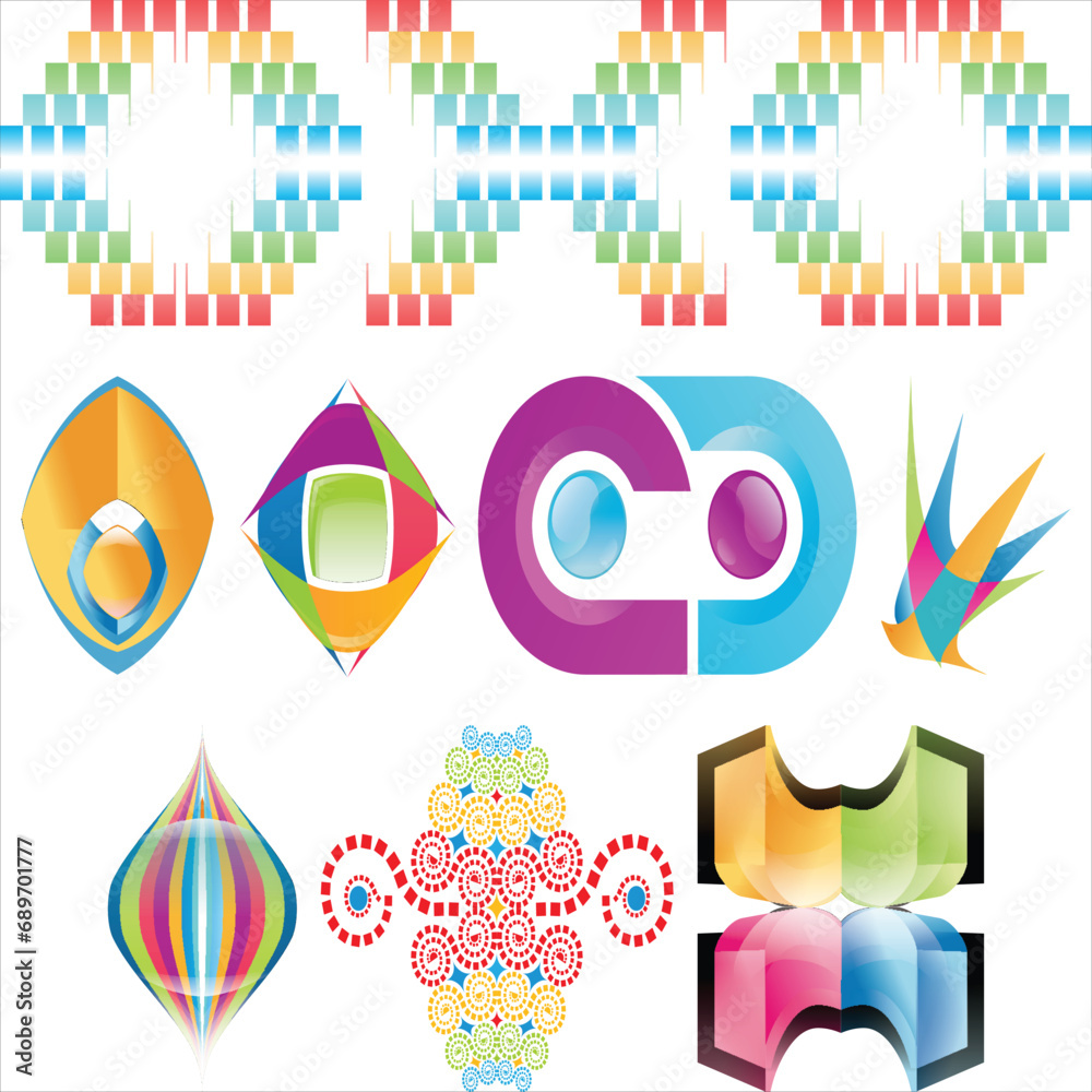 set of colorful shapes. set of colorful elements. set of colorful ...