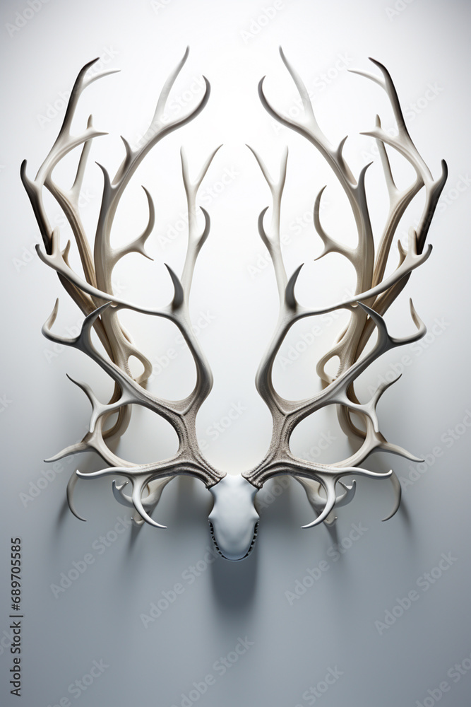 Minimalist and sculptural depiction of antler formations, creating a ...