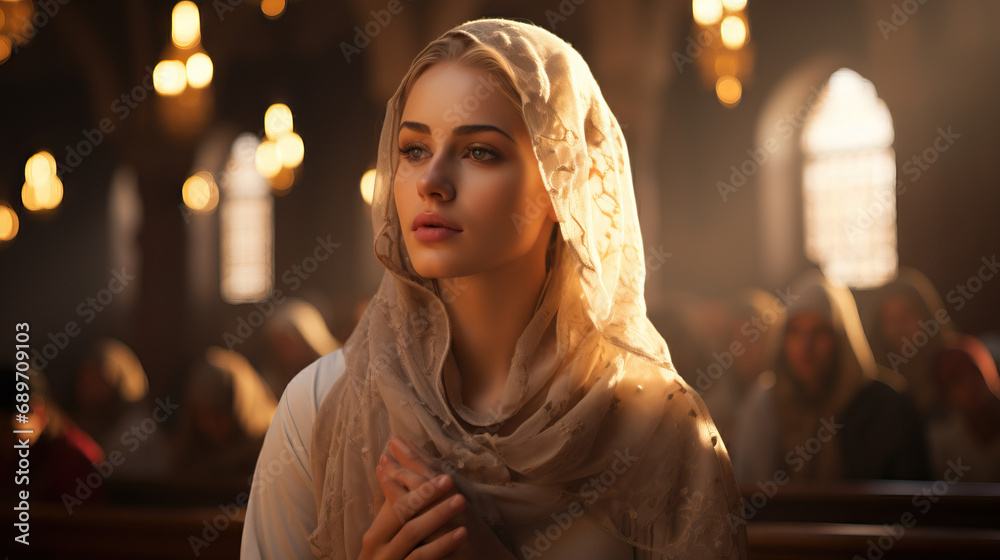 Group of Muslim Women Wearing Hijab in Prayer, Wearing Traditional ...